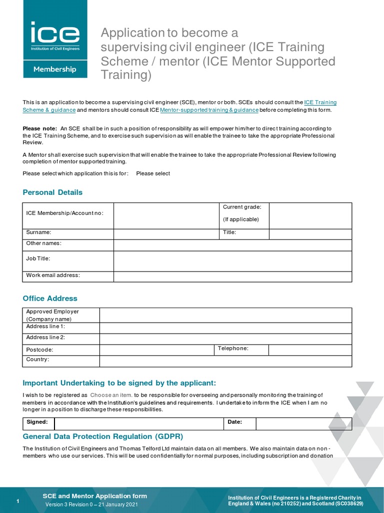 Application To Become A Supervising Civil Engineer (ICE Training Scheme ...