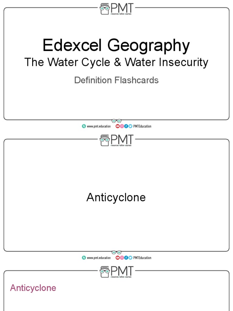 Flashcards - The Water Cycle and Water Insecurity - Edexcel Geography A ...