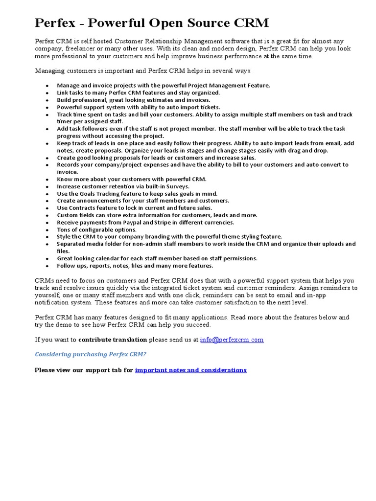 Perfex - Powerful Open Source CRM | PDF | Customer Relationship Management | Software