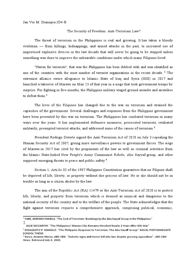 Position Paper | PDF | Counter Terrorism | War On Terror