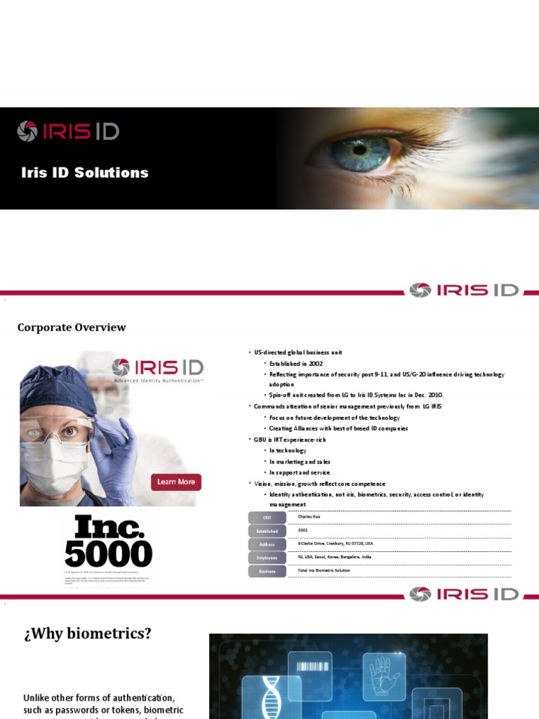 Iris ID Webinar Presentation OCT 2020 | PDF | Biometrics | Eye