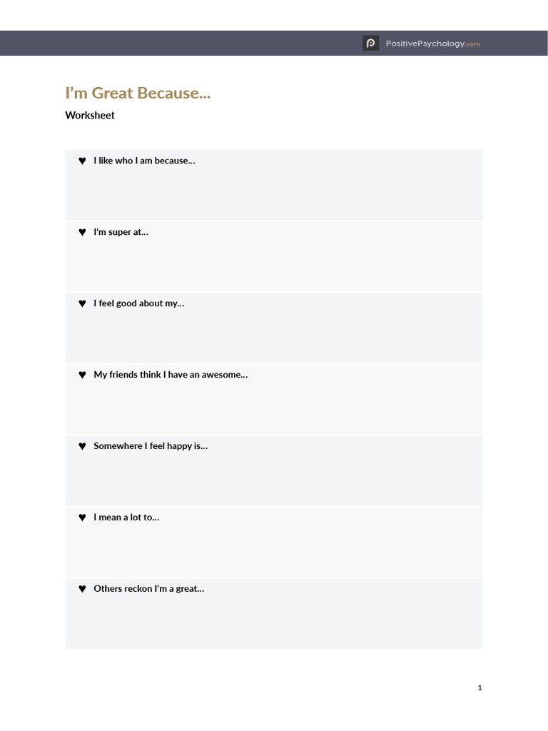 Im-Great-Because - Worksheet | PDF