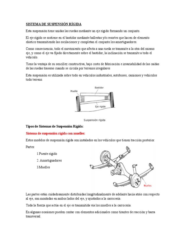 Sistema de Suspensión Rígida y Semirrigida | PDF | Eje | Direccion