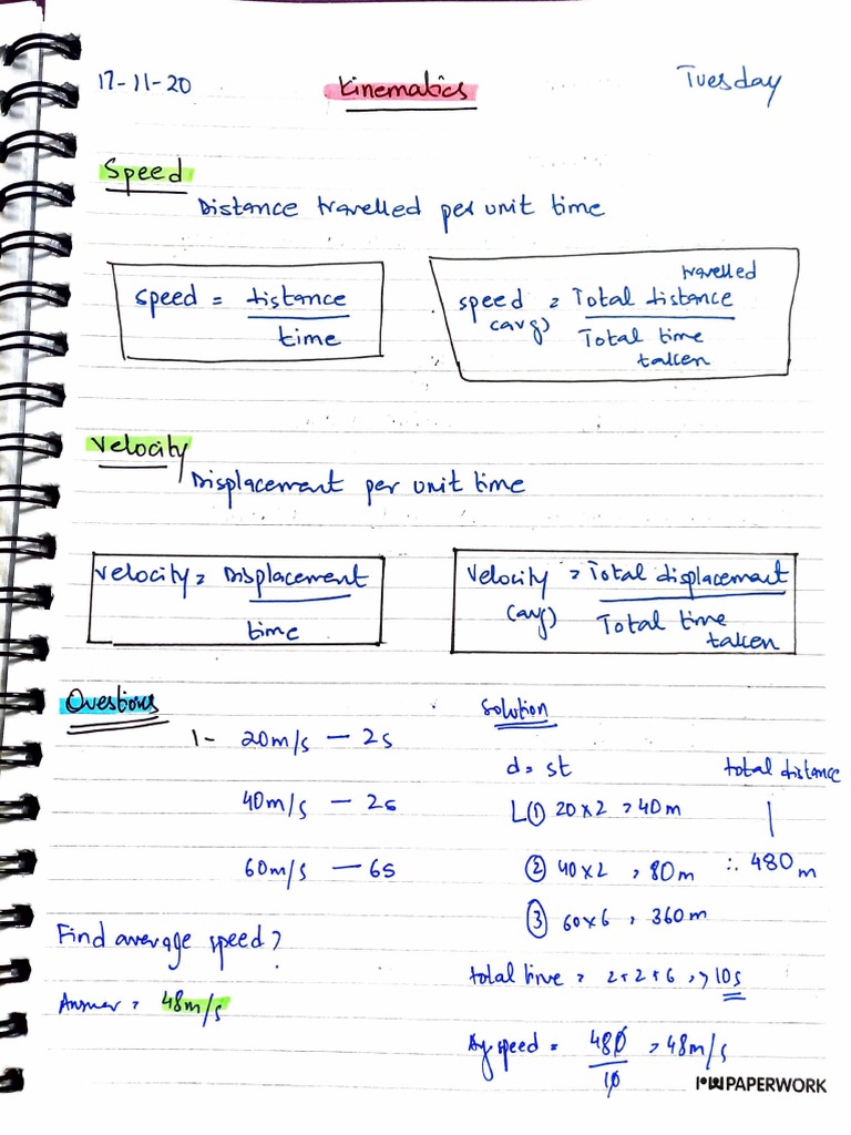 Kinematics Notes | PDF