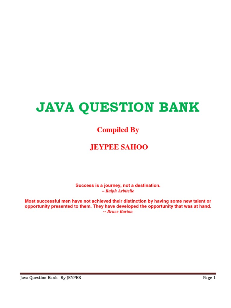 Java Question Bank: Compiled by Jeypee Sahoo | PDF | Method (Computer Programming) | Inheritance ...