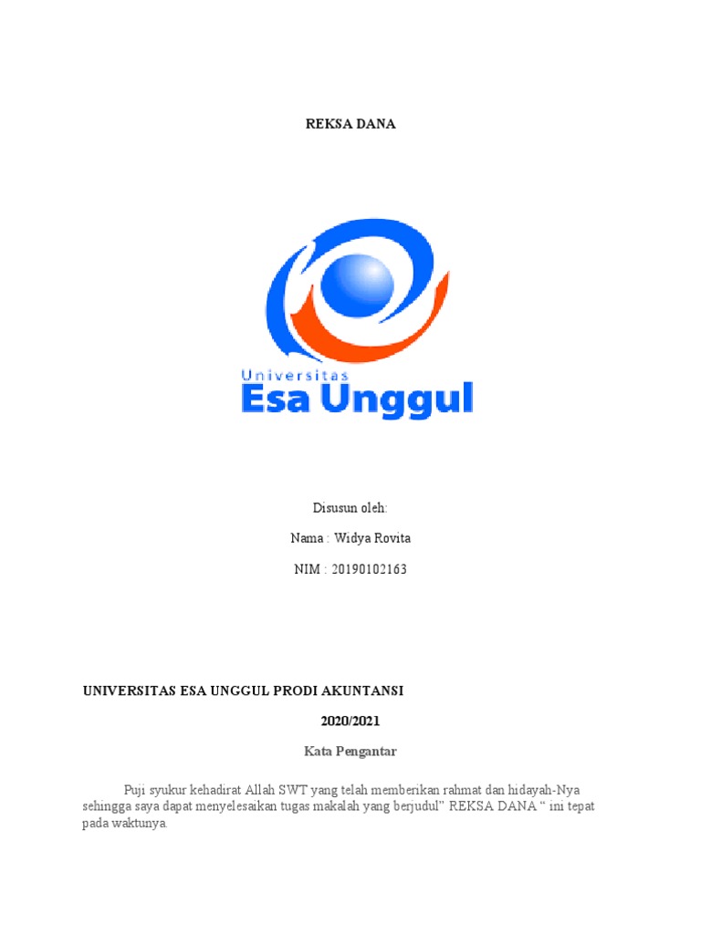 Reksa Dana Pengertian, Sejarah, Jenis dan Manfaat | PDF