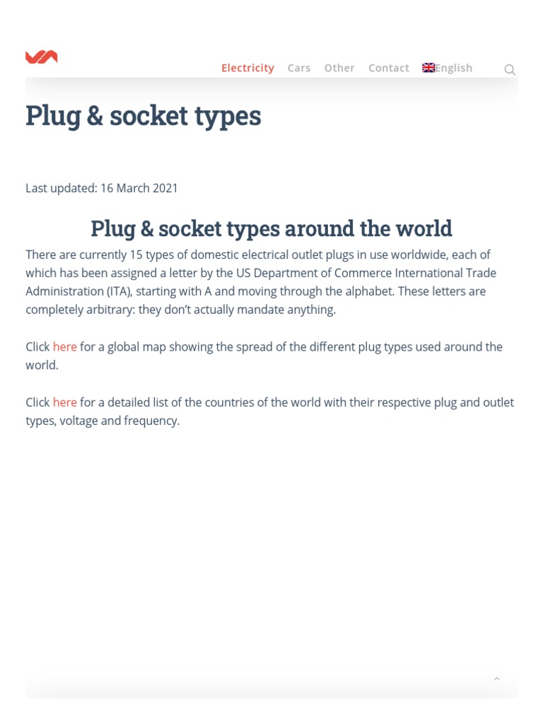 Plug & Socket Types | PDF | Ac Power Plugs And Sockets | Wire