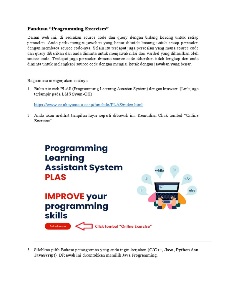 Panduan Programming Learning Assistant System - PLAS - Java | PDF