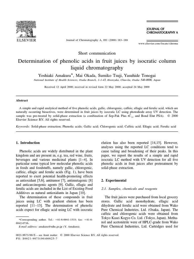 Determination of Phenolic Acids in Fruit Juices by Isocratic Column ...