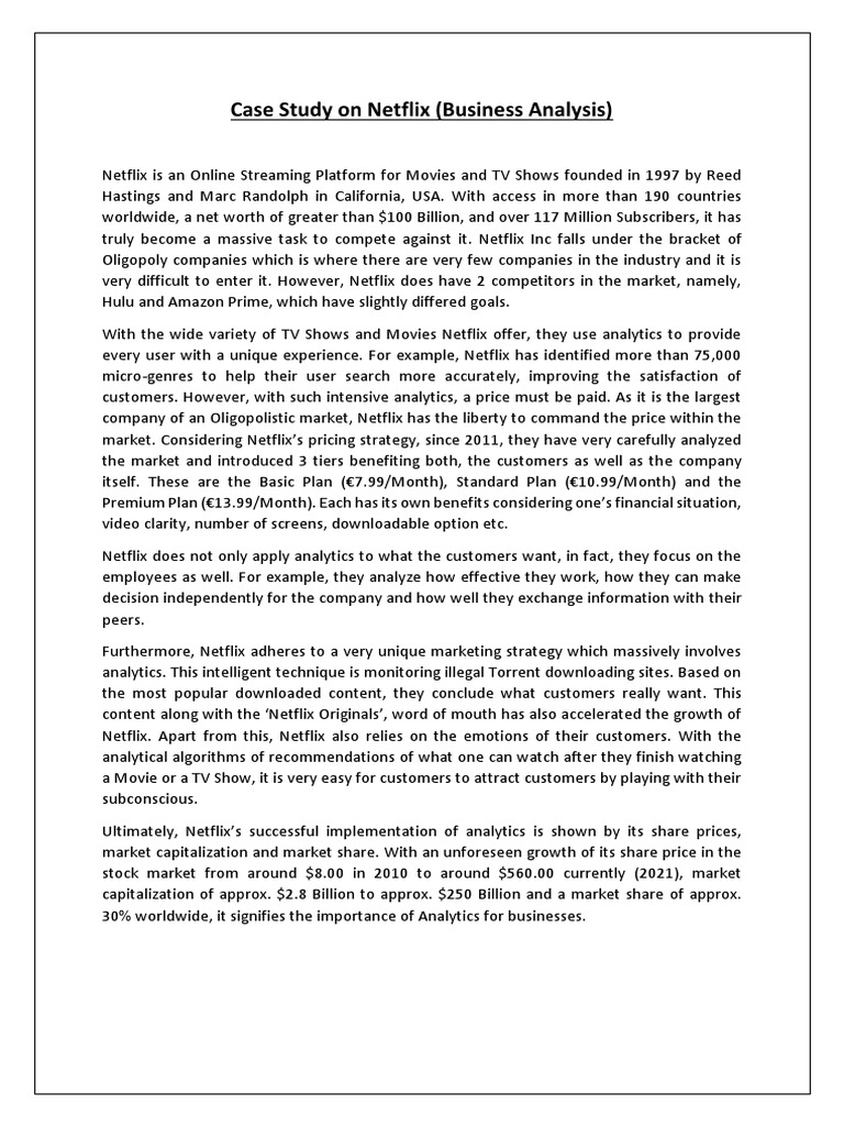 Business Analytics Case Study - Netflix | PDF | Netflix | Analytics