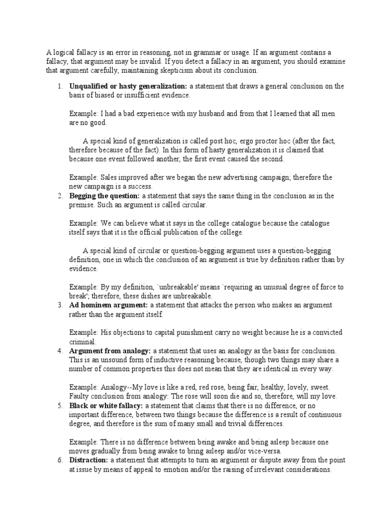 Logical Fallacy | Download Free PDF | Argument | Fallacy