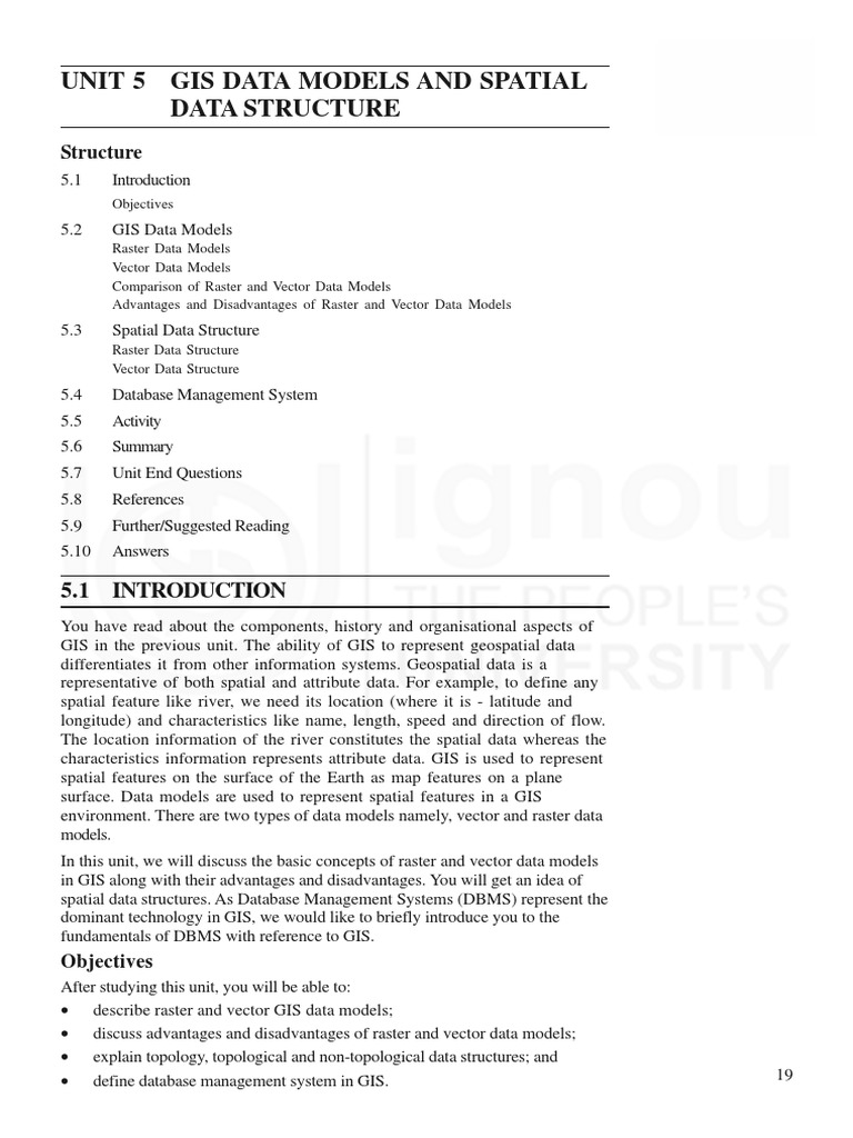 Unit 5 Gis Data Models and Spatial Data Structure | PDF | Geographic ...