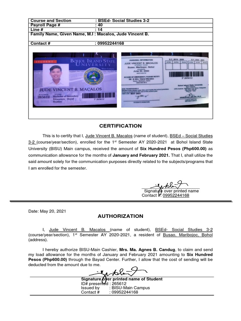 Certification Authorization Load Allowance | PDF