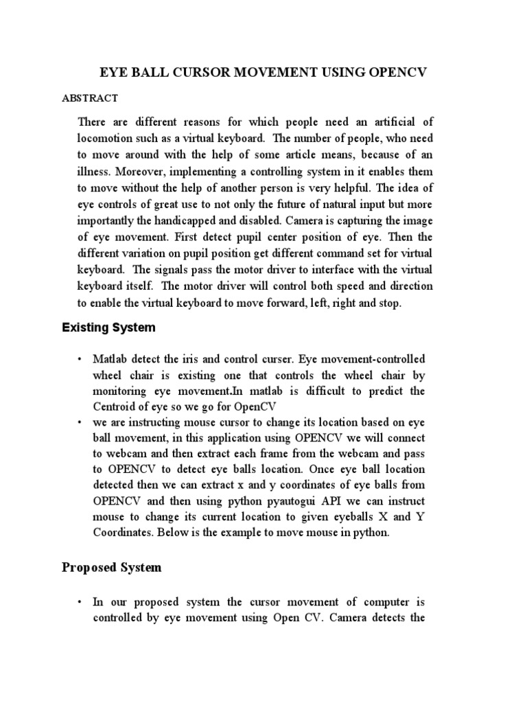 56.eye Ball Cursor Movement Using Opencv | PDF | Computer Keyboard ...