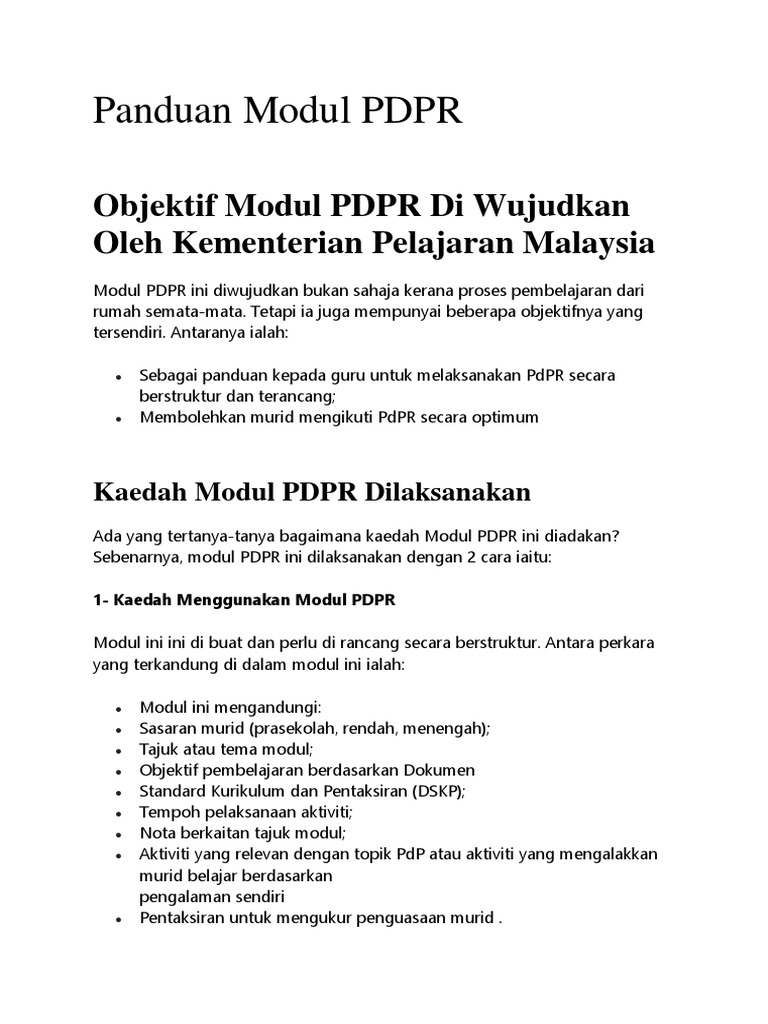 Modul PDPR | PDF