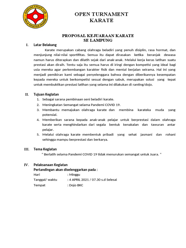 Proposal Kejuaraan Karate 2025 | PDF