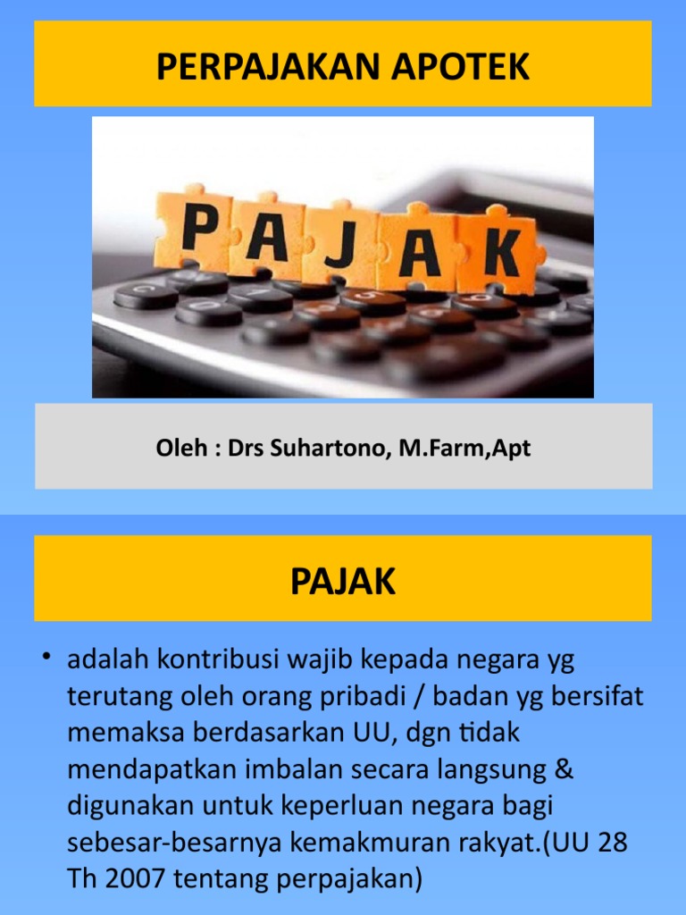Pajak dan Perpajakan Apotek | PDF