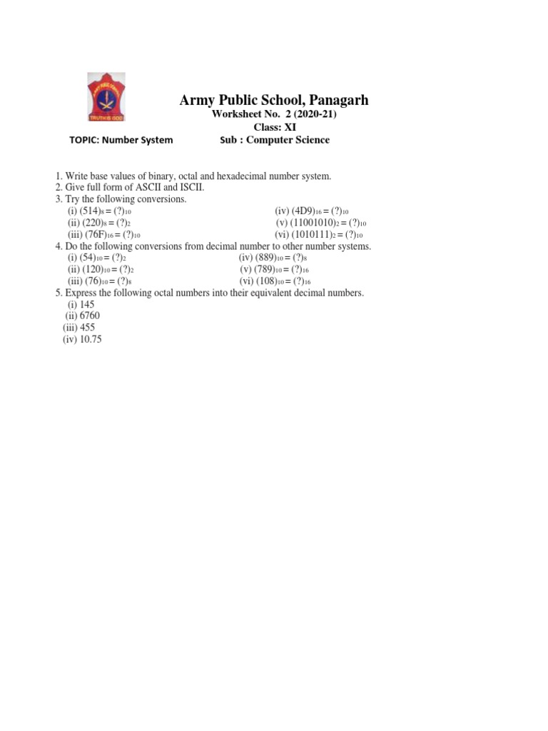 Cs - CLASS XI (WORKSHEET NO 1) | PDF | Teaching Methods & Materials ...