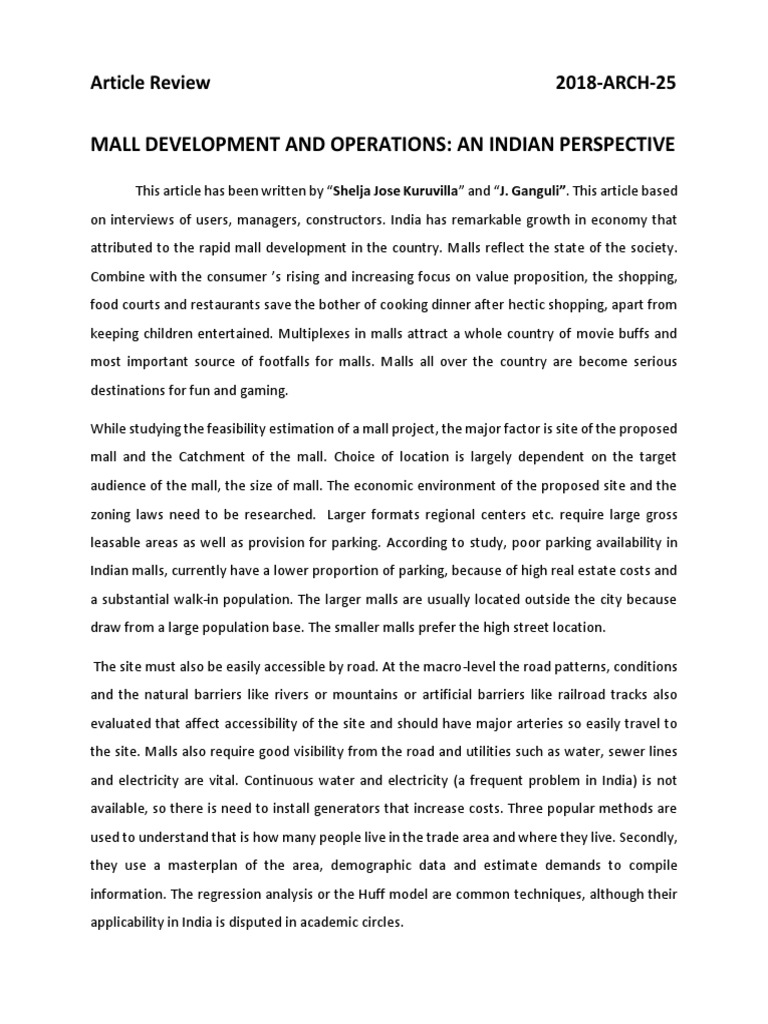 Mall Development and Operations | PDF | Shopping Mall | Road