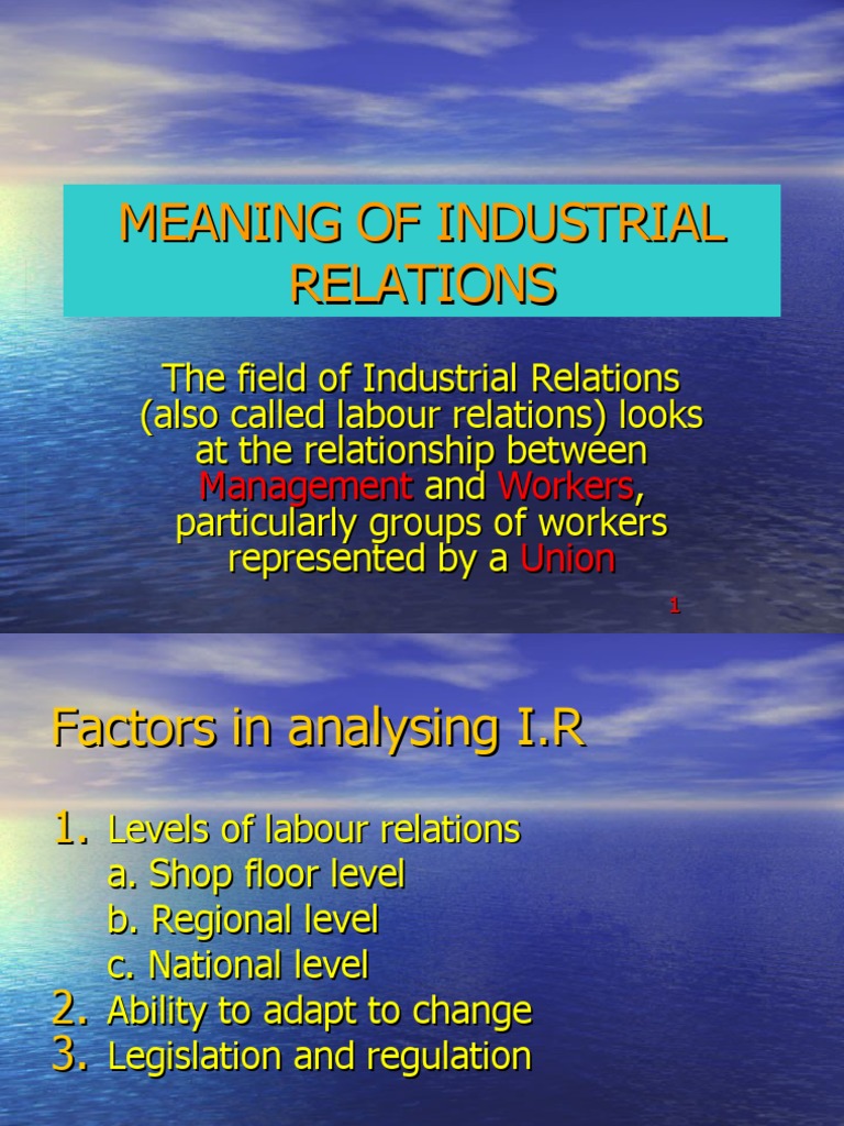 Meaning of Industrial Relations | PDF | Industrial Relations | Human ...