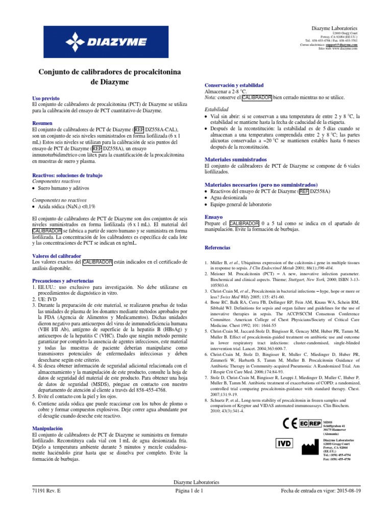 Diazyme PCT Calibrator Set Package Insert - ES | PDF | Salud pública ...