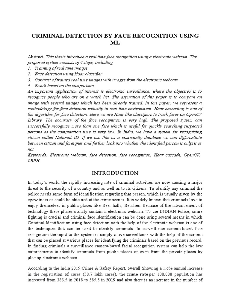 Criminal Detection By Face Recognition Using Machine Learning Ijeame