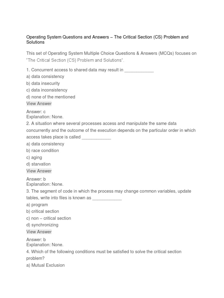 Os Set 4 Process Synchronization Pdf Process Computing Concurrent Computing