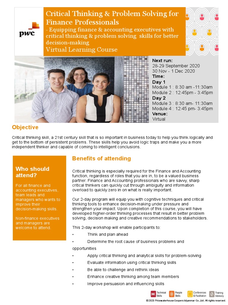 Critical Thinking & Problem Solving For Finance Professionals | PDF ...