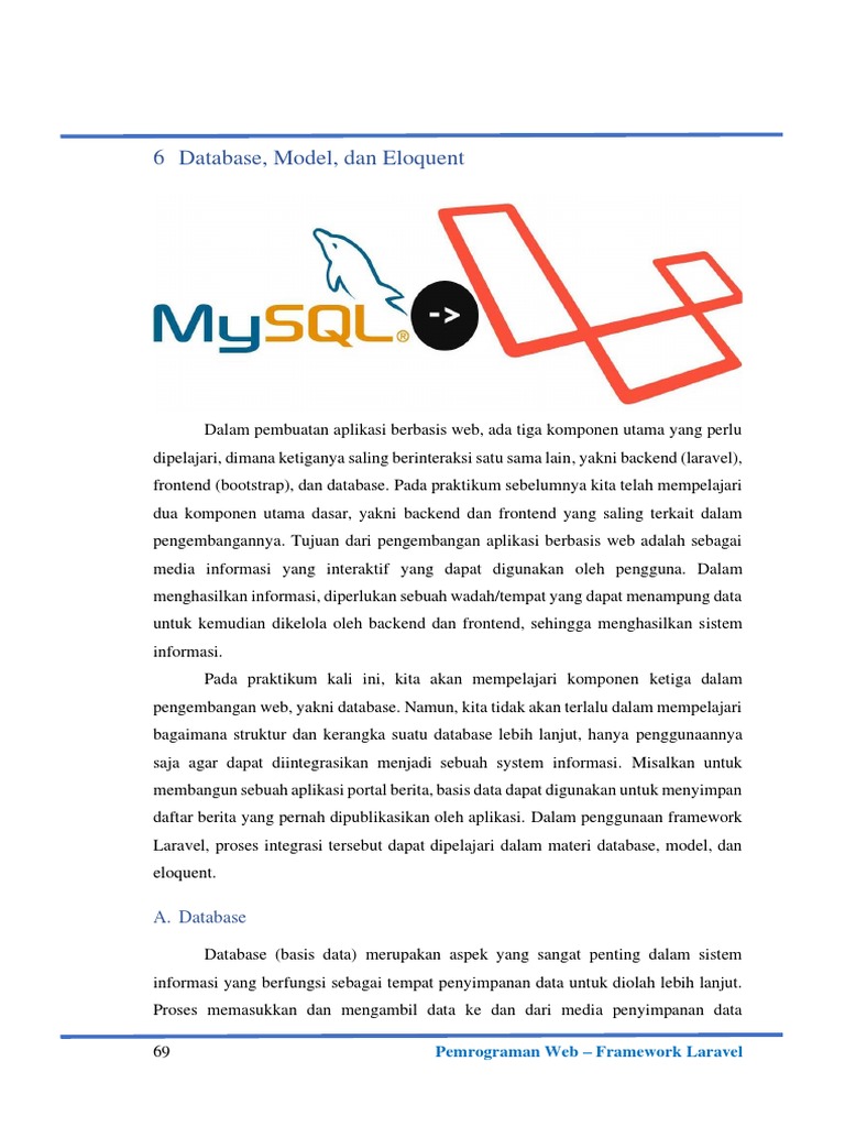 Modul Praktikum Pemrograman Web - Database, Model and Eloquent | PDF