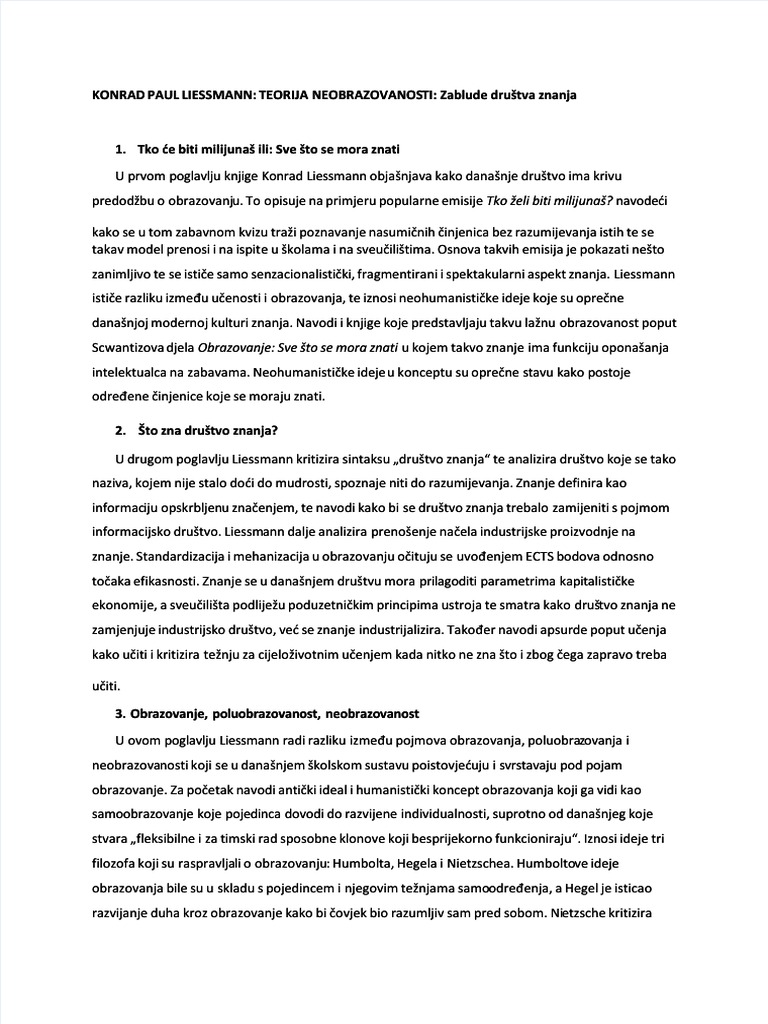 Teorija Neobrazovanosti | PDF