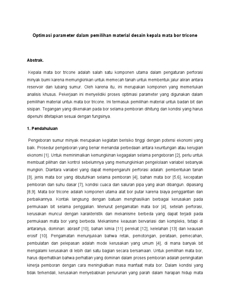 Optimasi Parameter Dalam Pemilihan Material Desain Kepala Mata Bor ...