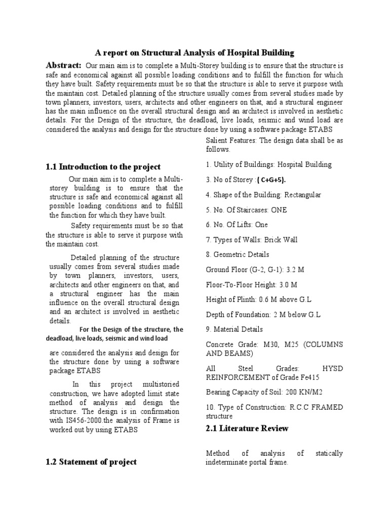A Project Report On Structural Analysis of Hospital Building (C+G+5 ...