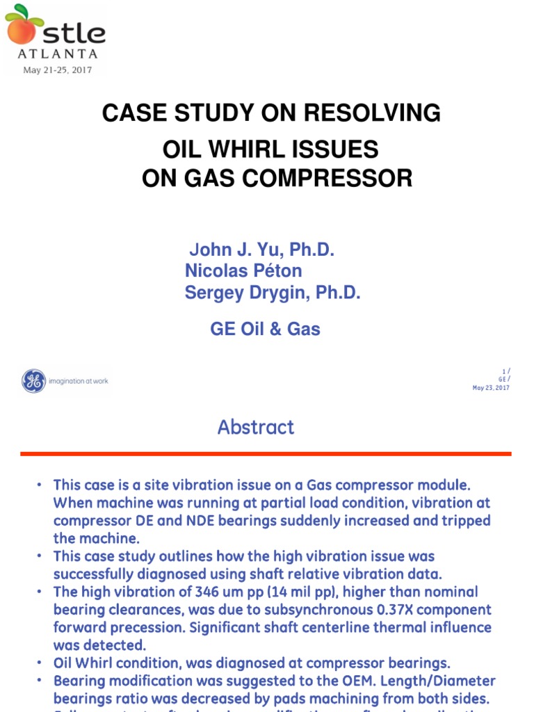 Vibration - Case Study On Resolving Bearing Oil Whirl | PDF | Bearing ...