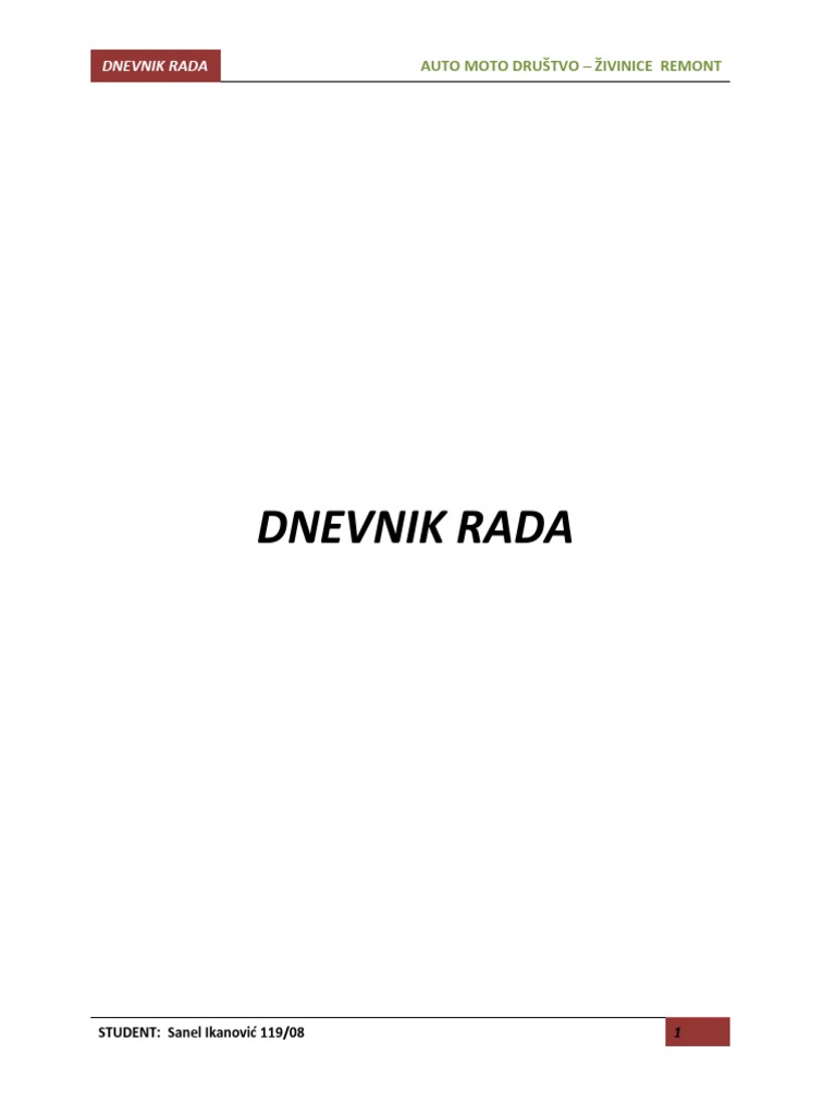 Dnevnik Rada U Nekoj Firmi | PDF