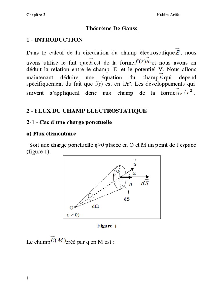 CH 3 Théoreme de GAUSS | PDF | Électrostatique | Champ électrique
