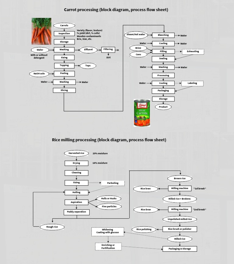 Carrot and Rice Processing Flow Charts | PDF | Rice | Nature