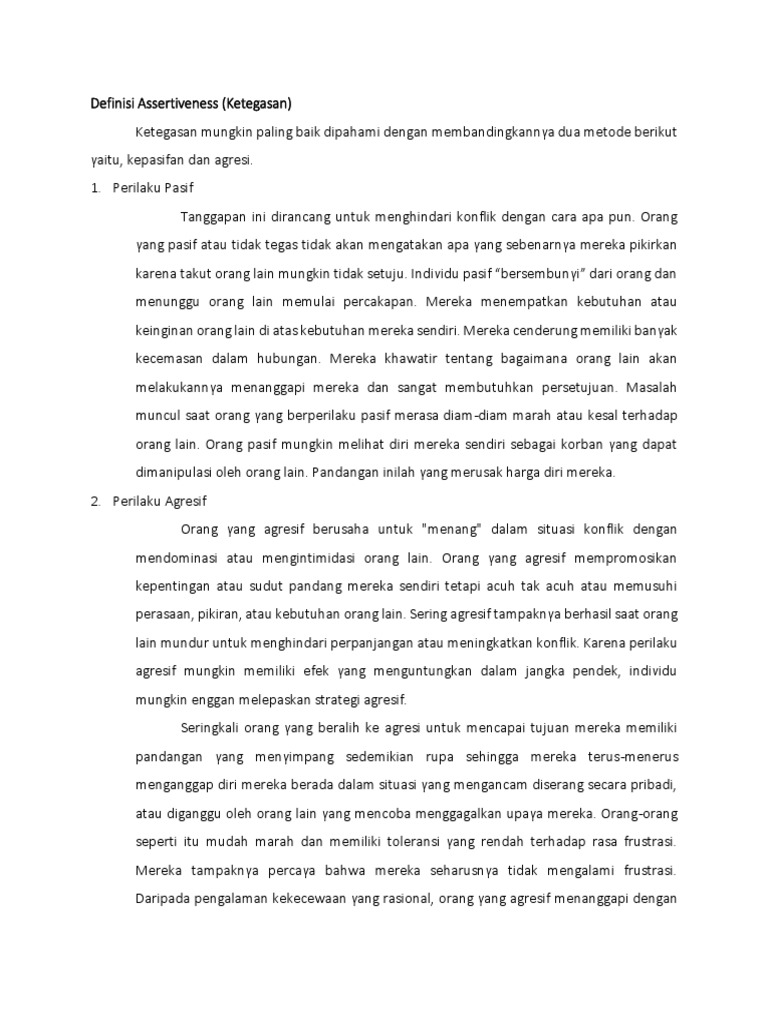 Assertiveness (Ketegasan) | PDF | Pengembangan Diri