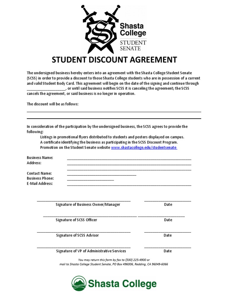 Student Discount Agreement | PDF