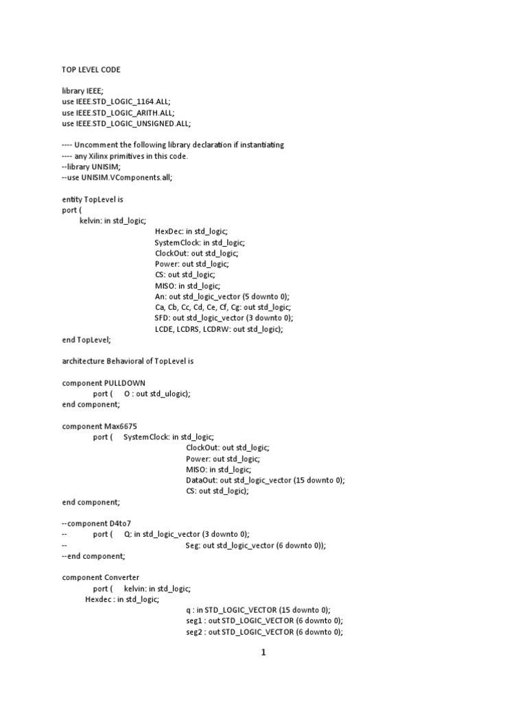 Vhdl Codes For Thermometer Projects Using Leds And Lcd Display Pdf Computing Computer 