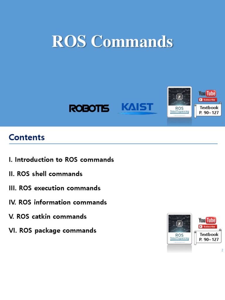 ROS Commands: Textbook P. 90 127 | PDF | Command Line Interface | Robot