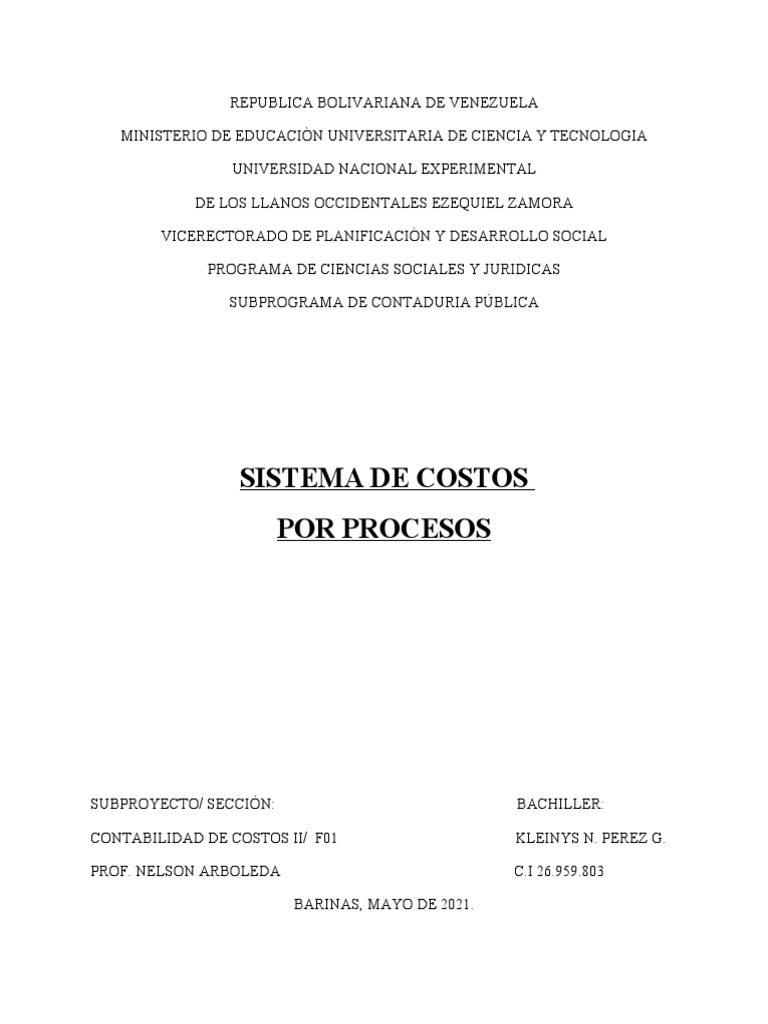 Sistema de Costos Por Procesos | PDF | Inventario | Costo