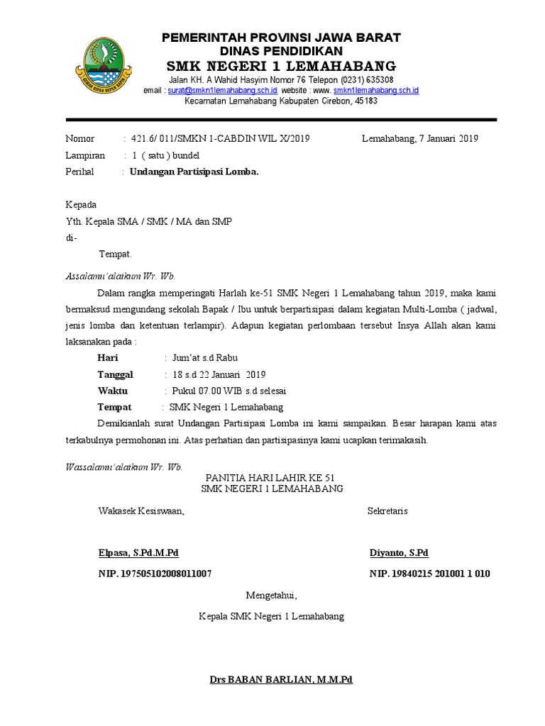 Surat Undangan Lomba | PDF