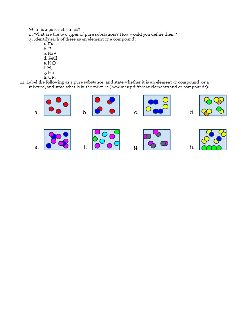 Pure Substance Worksheet | PDF