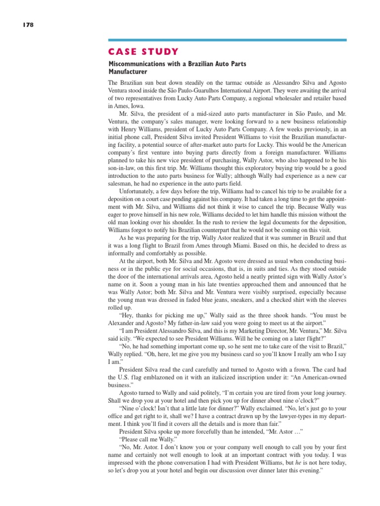 Case Study: Miscommunications With A Brazilian Auto Parts Manufacturer ...