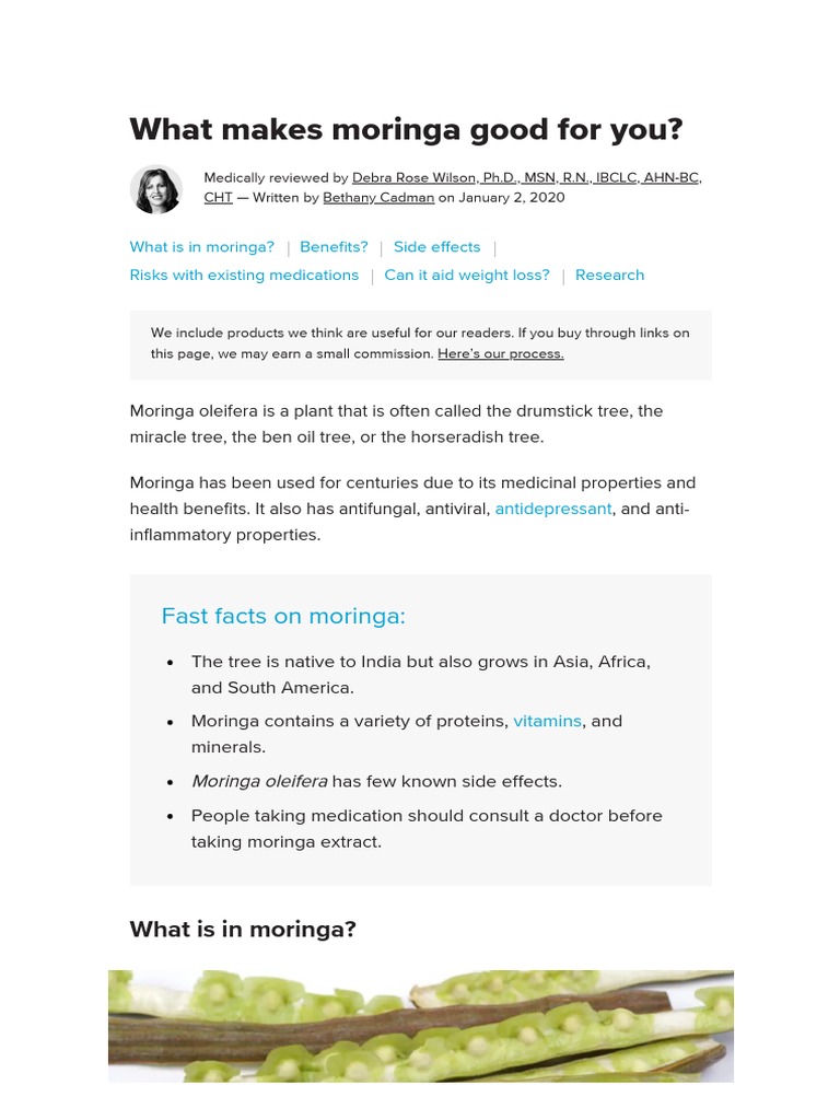 Moringa Benefits, Side Effects, and Risks | PDF | Vitamin | Diabetes