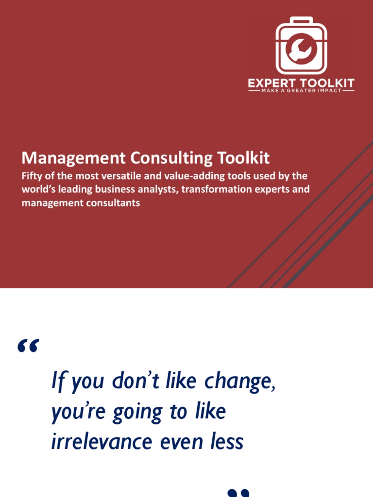 The Management Consulting Toolkit Fifty Of The Most Versatile An