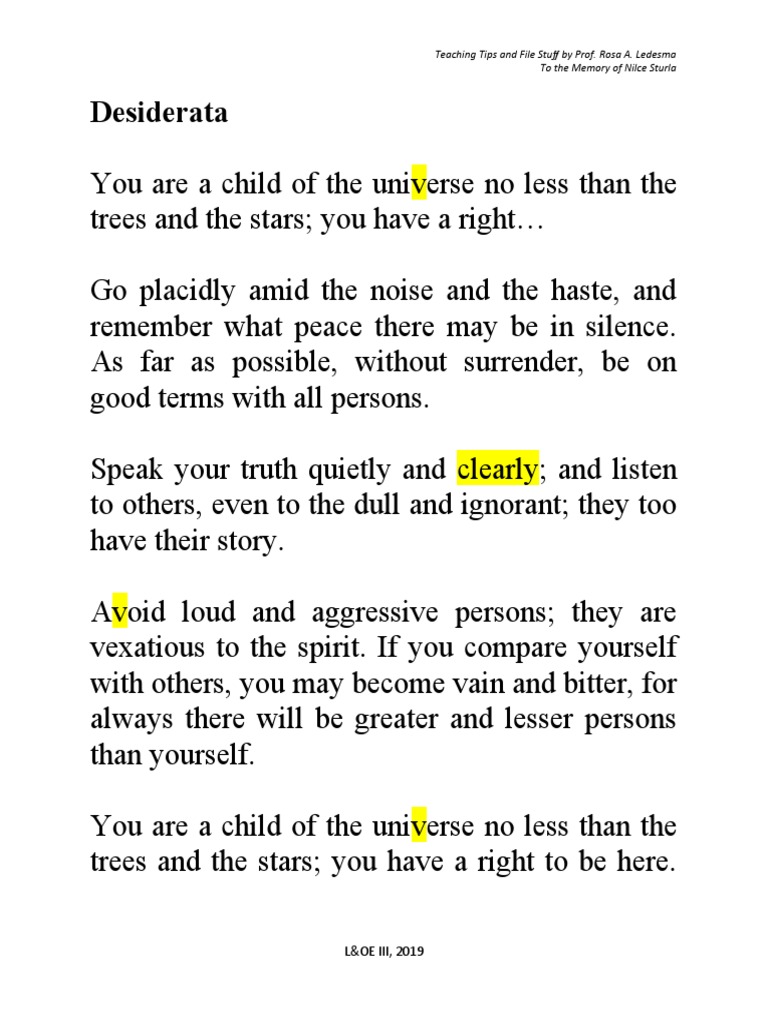 Desiderata | PDF