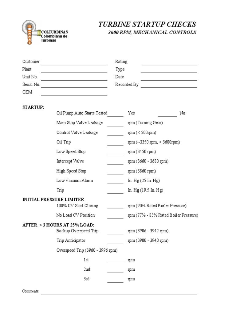 905S Turbine Start Up Checks | PDF