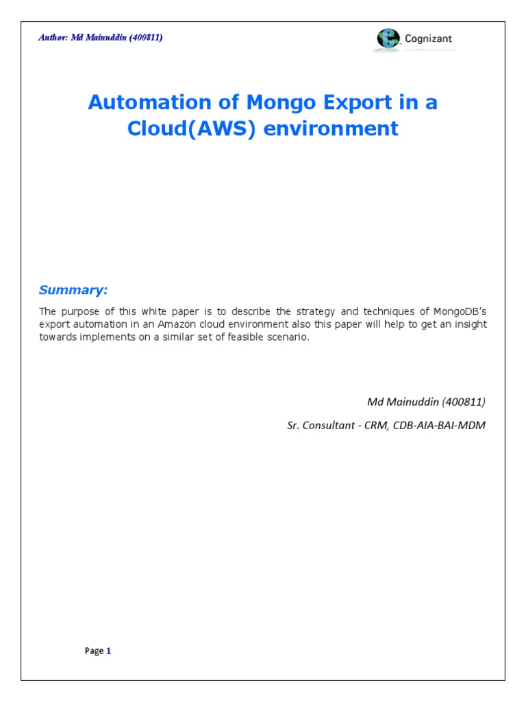 Automation of Mongo Export in An AWS Cloud | PDF | Mongo Db | Json
