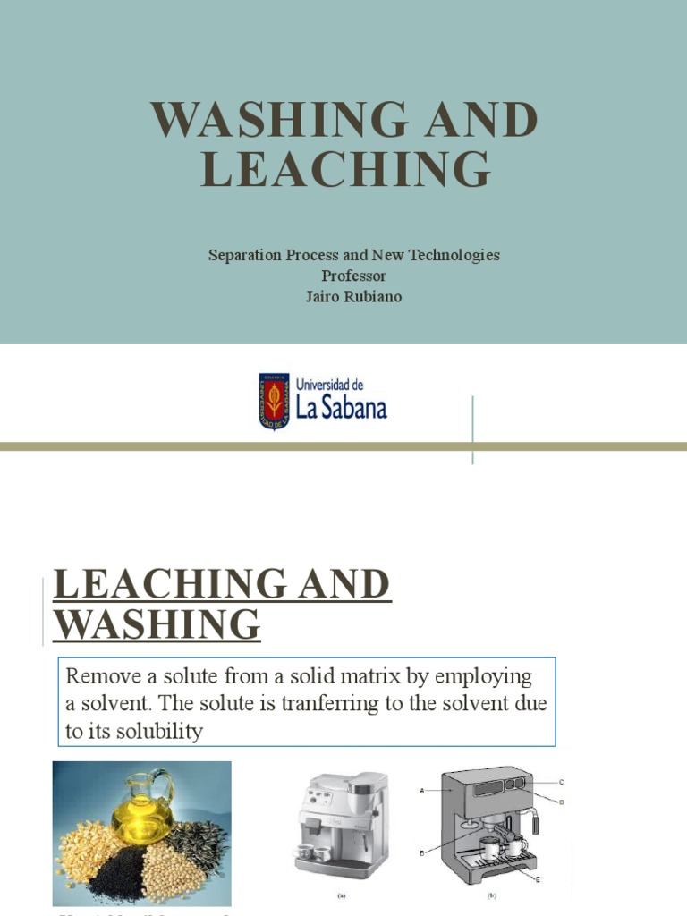 Class 26 Washing and Leaching | PDF | Solution | Solubility